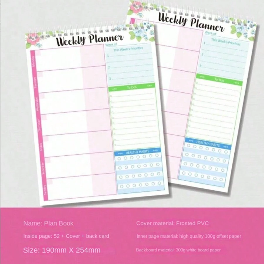 English Notebook With Double Coiled Rings, Sticky Notes And Planner ...
