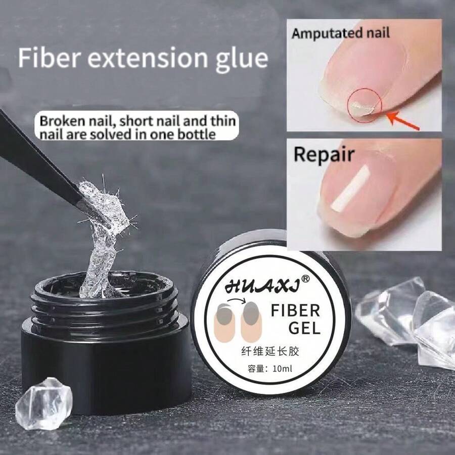 HUIXI Nail Fiber Extension Gel Repair Broken Nails Transparent Model ...