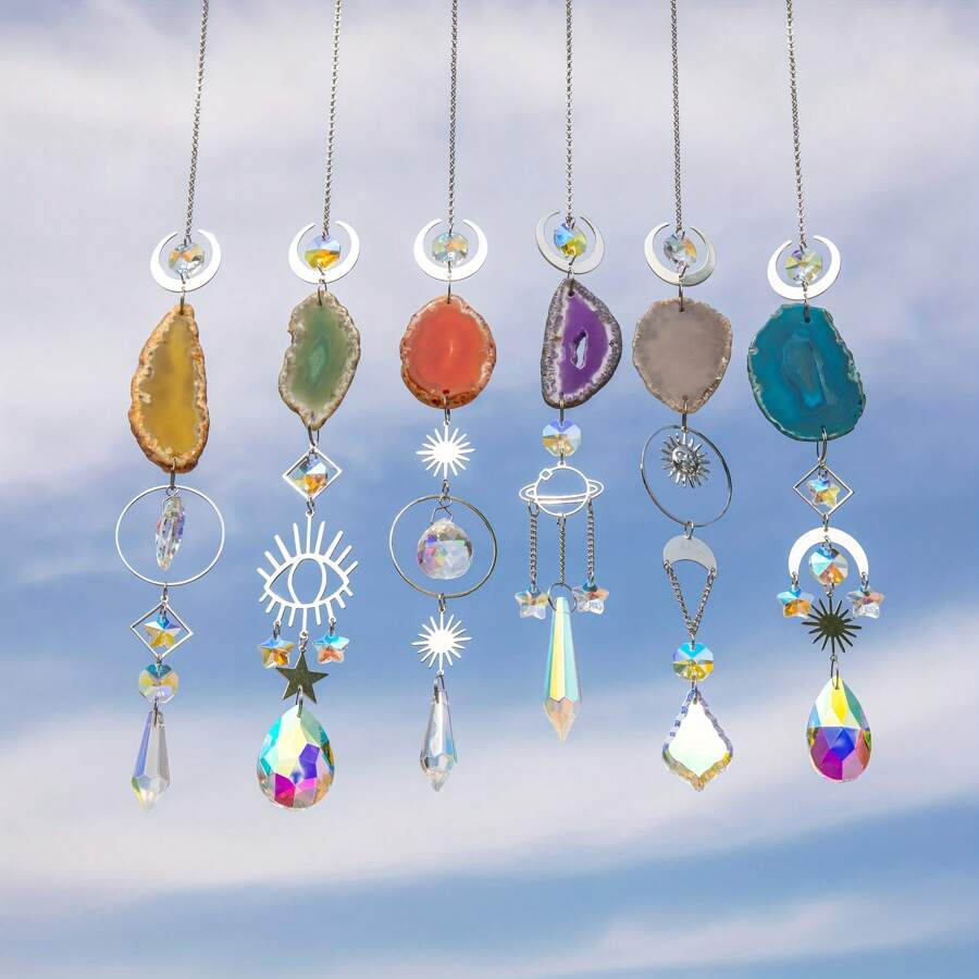 6 Pcs Crystal Suncatcher Sun Catchers Indoor Window Hanging Sun ...