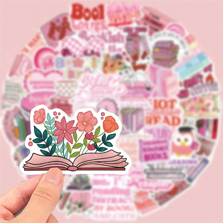 50 Pink Bookish Stickers, A Gift For Reading Enthusiasts, Can Be Used ...