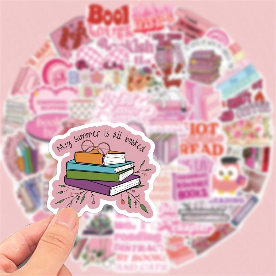 50 Pink Bookish Stickers, A Gift For Reading Enthusiasts, Can Be Used ...