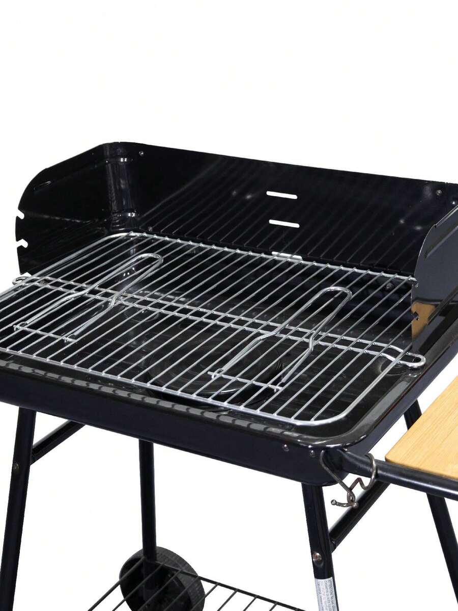 Outdoor Courtyard BBQ Charcoal Grill With Wind Protection And Storage ...