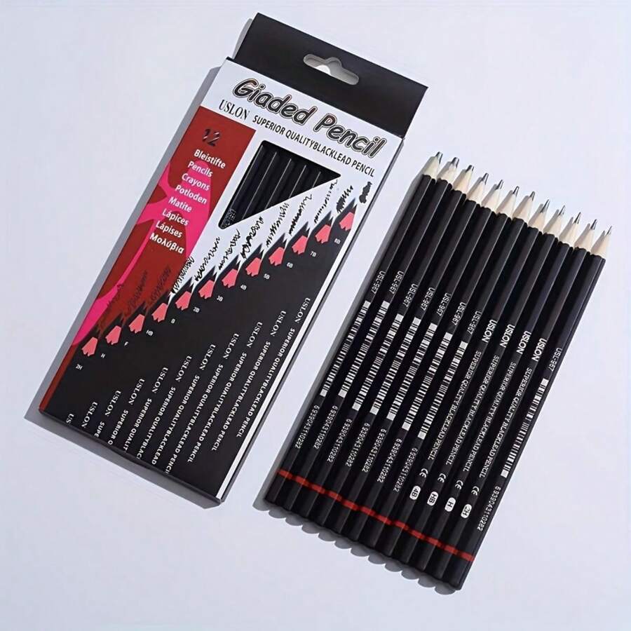 12 Pieces Drawing Pencils Set 2H-8B Sketching Drafting Beginners ...