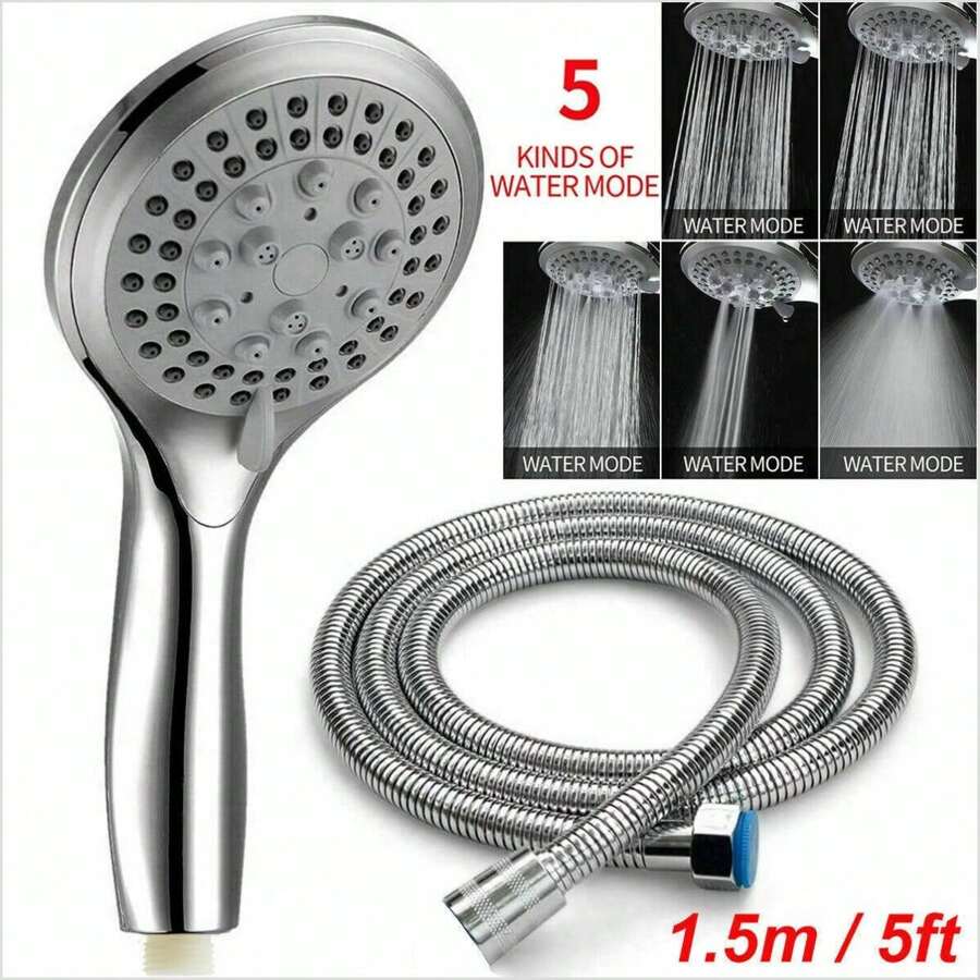 Shower Head High Pressure Spray Handheld Shower Heads With Hose 5 Ft ...