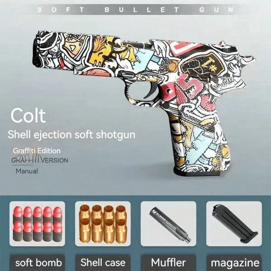 A Set Of Graffiti Design Colt 1911 Sweet Eagle Toy Gun, Shell-Ejecting ...