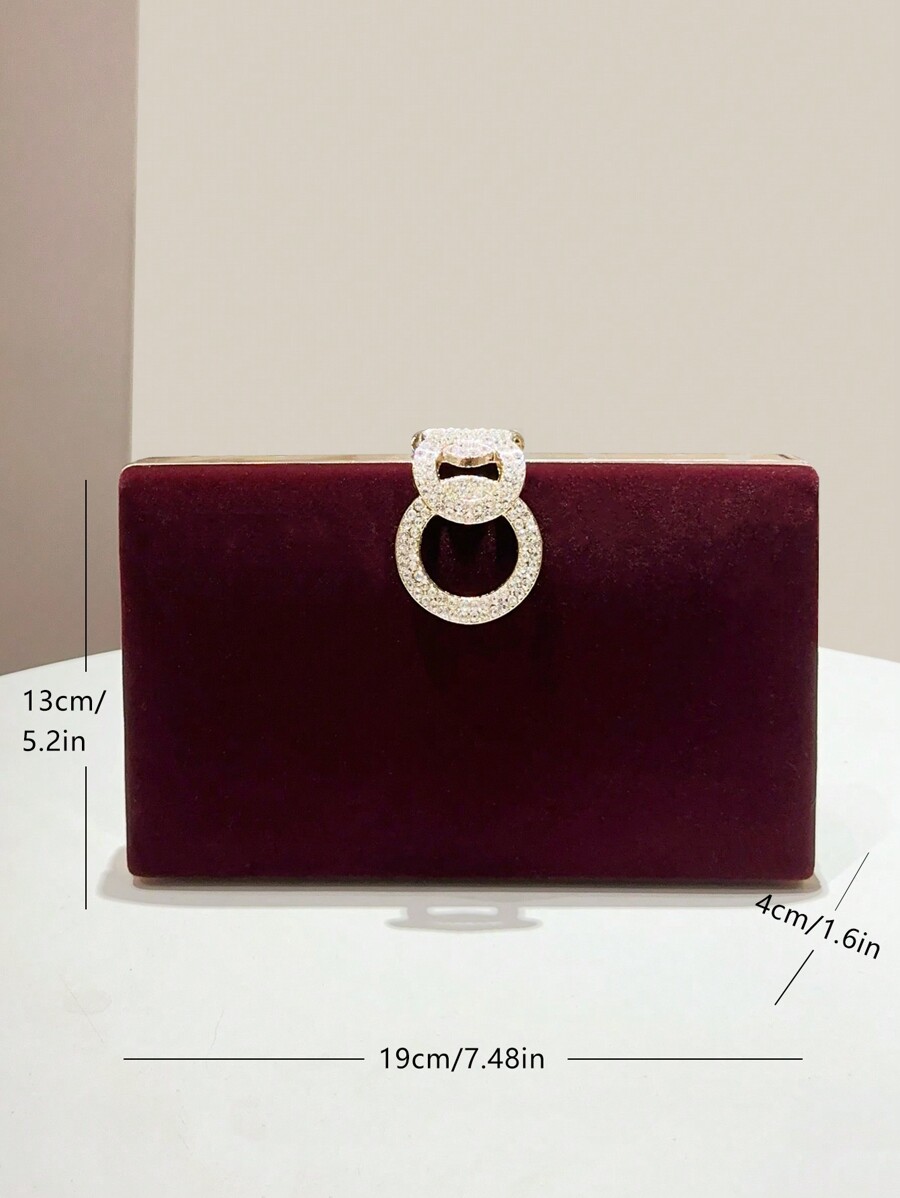 A Wine Red Evening Bag With Diamante And Metal Lock, Featuring A ...
