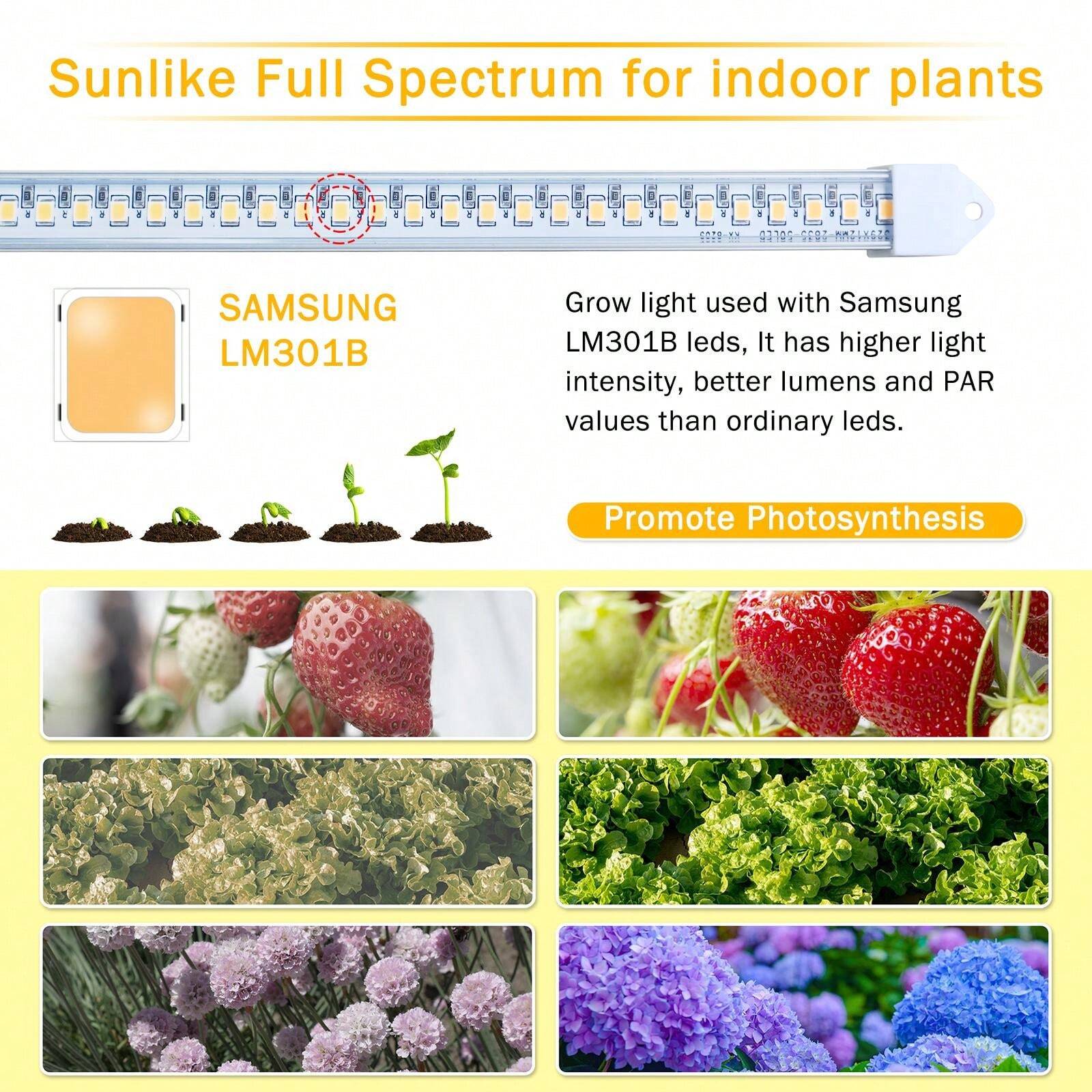 2-Pack And 4-Pack Full Spectrum Plant Growth Lamps Can Replace Sunlight ...