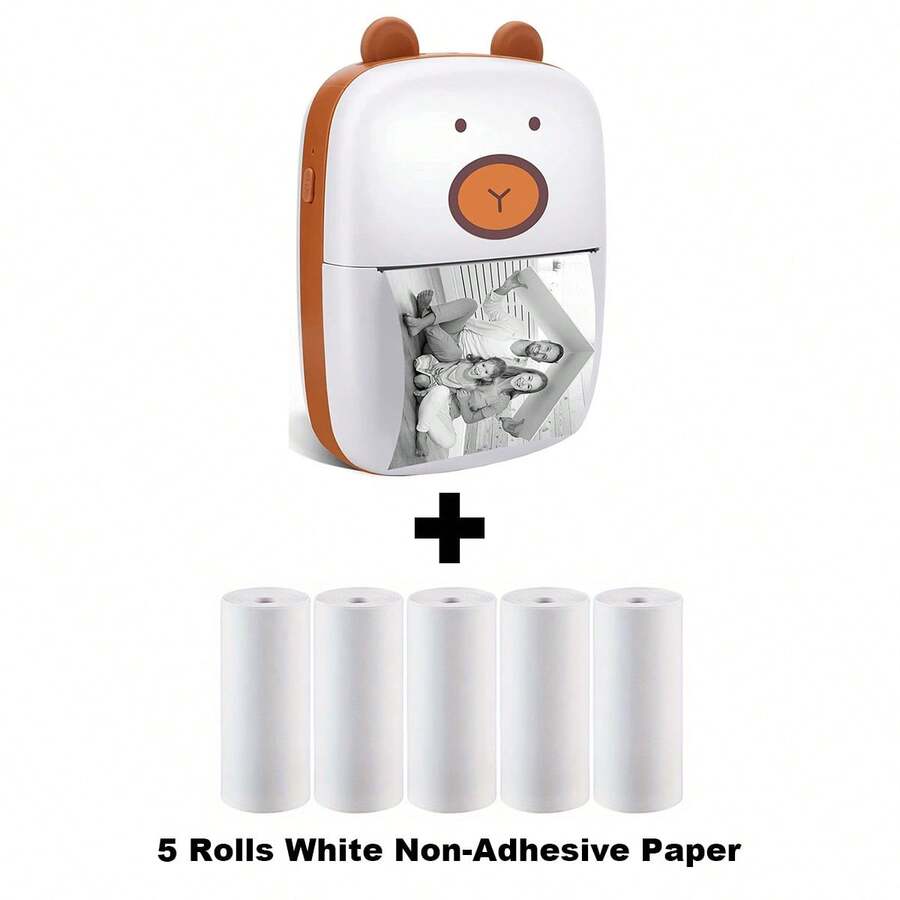 A8 Mini Printer With 5Rolls White Thermal Paper Pocket Inkless Thermal ...