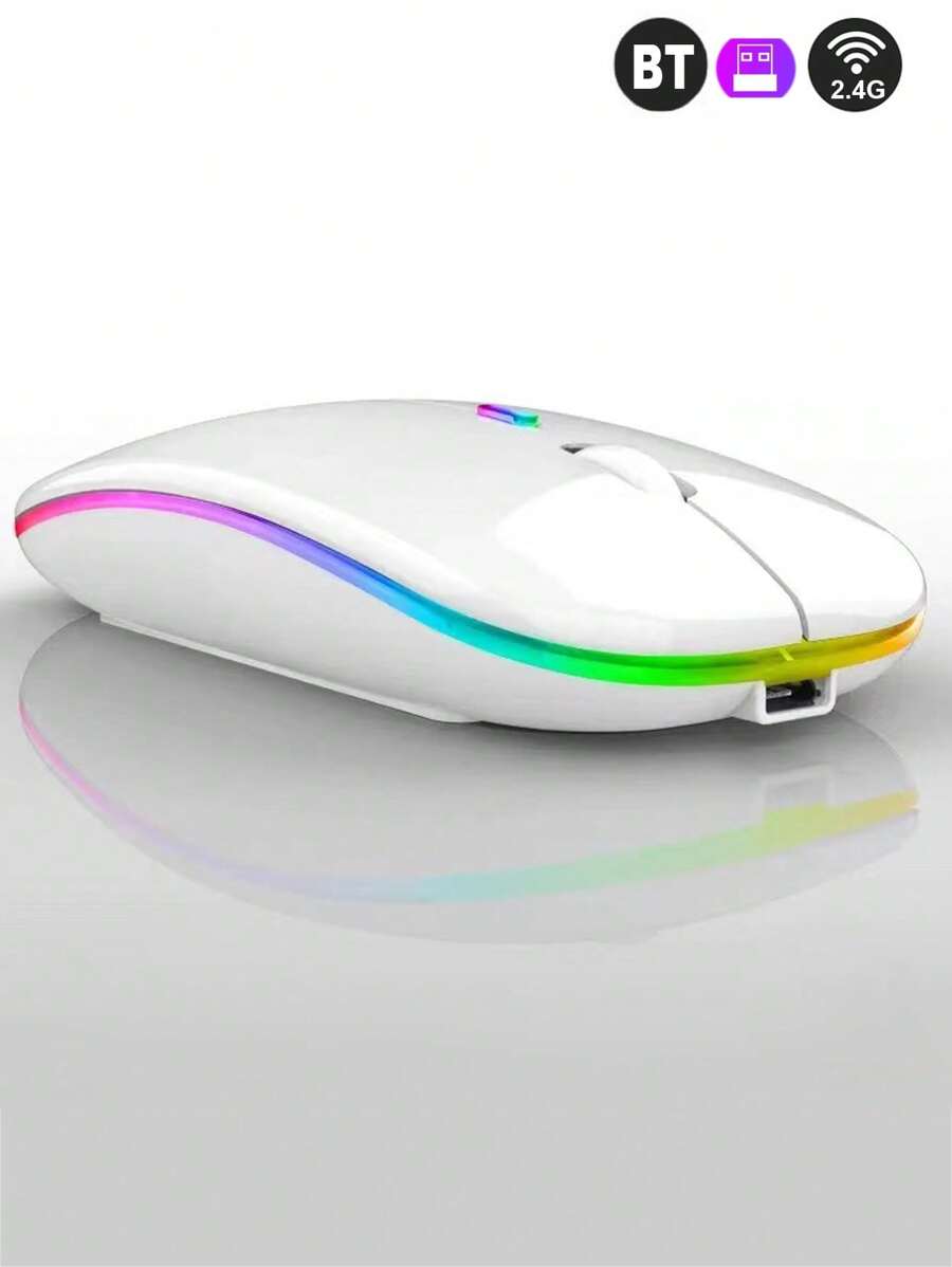 Bluetooth Dual-Mode Rechargeable Glowing Wireless Mouse Charging Silent ...