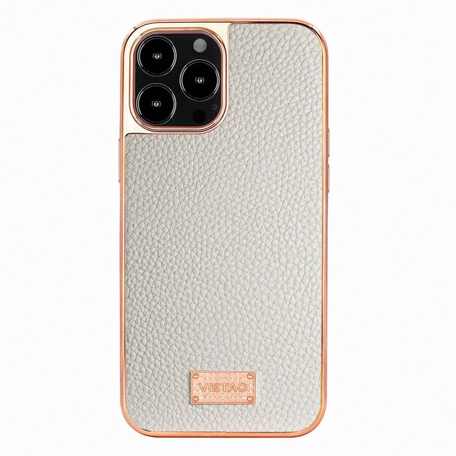 Lychee lederen mobiele telefoonhoes compatibel met IPhone 14 13 12 11 Pro Max XR gouden vergulde ...