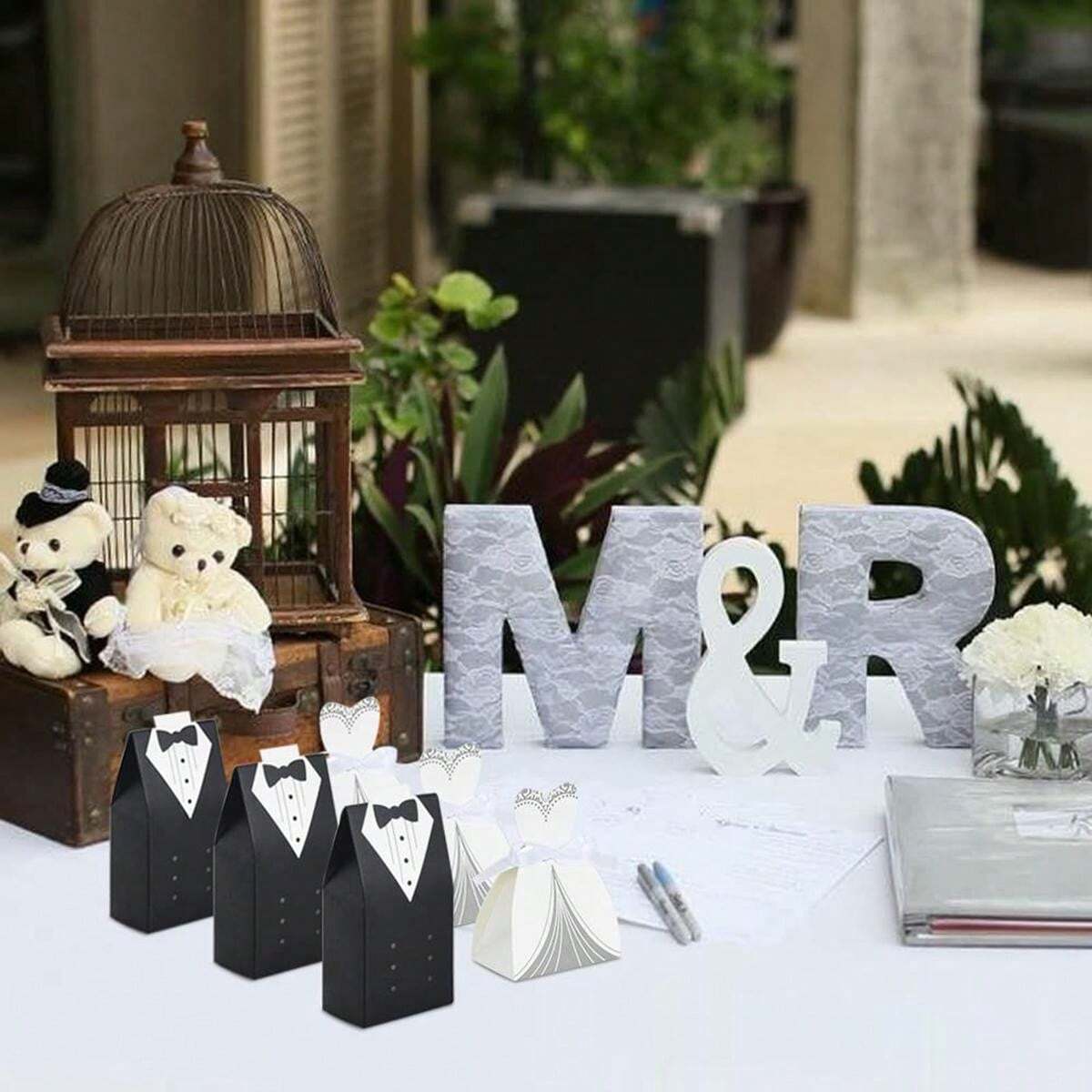 50pcs Wedding Favor Boxes Small Wedding Party Favor Boxes Bride And ...