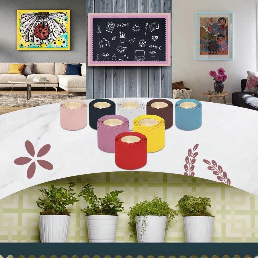 1pc 32.8ft Scallop Colorful Bulletin Board Border Classroom Bulletin ...