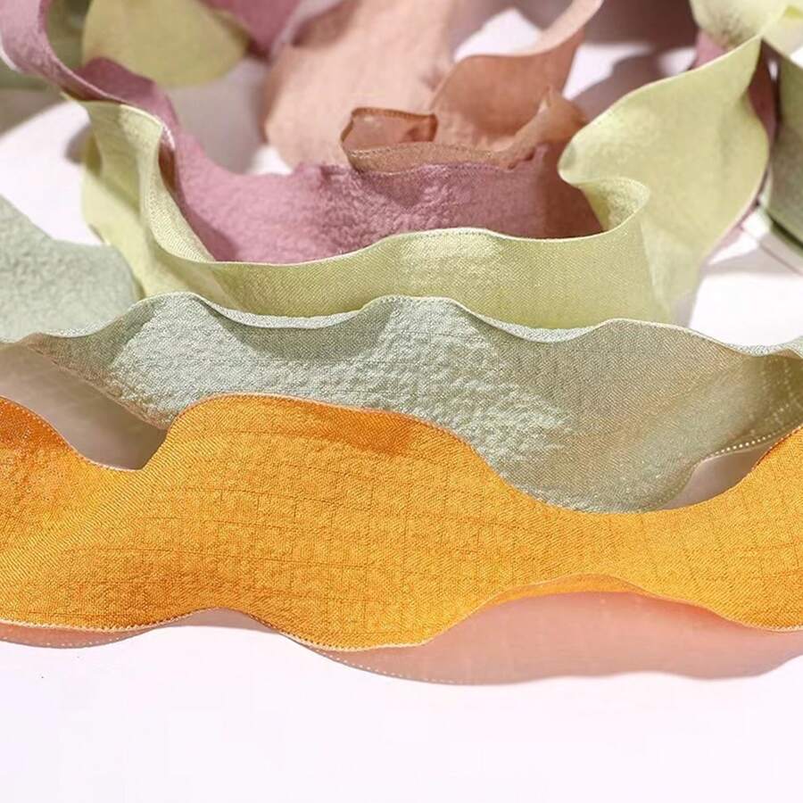 1pc 4cm Ruffled Silk Ribbon With Lotus Leaf Edges For DIY Cake, Bouquet ...