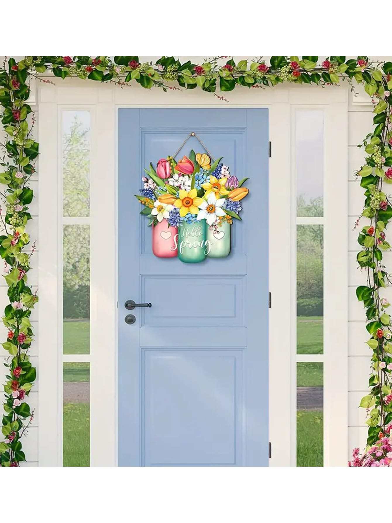 1pc Spring Flower Door Sign Spring Door Decor Hello Spring Sign Welcome ...