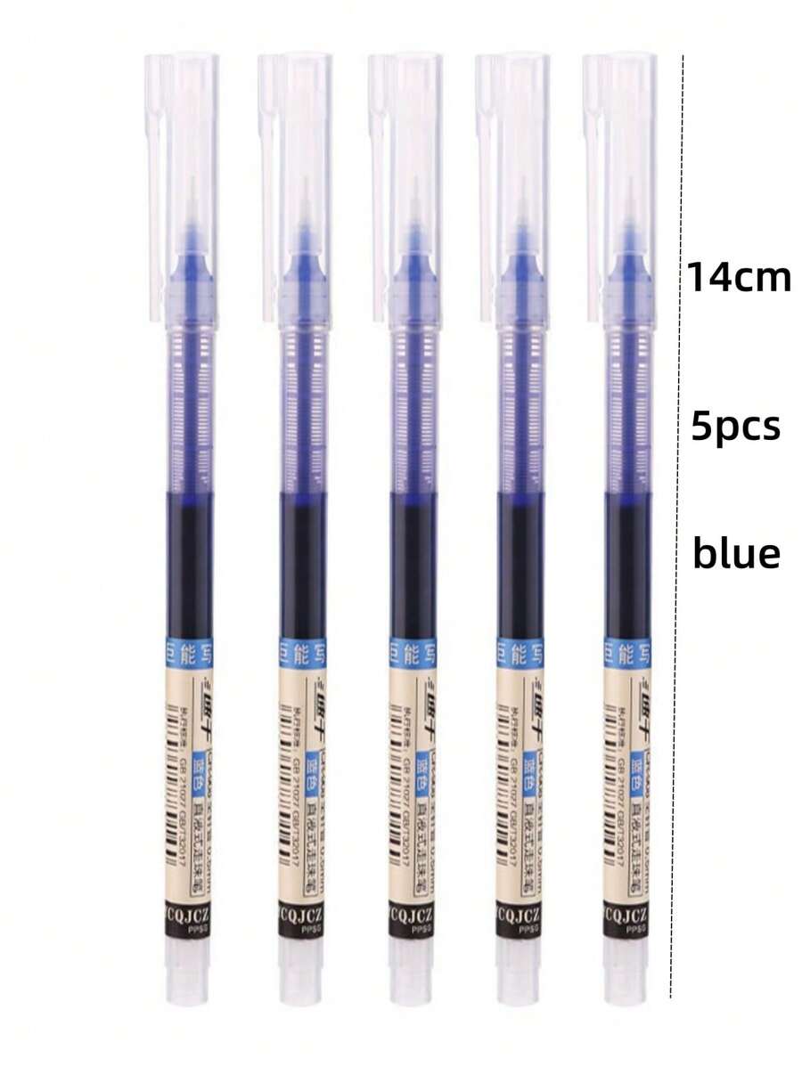 5pcs 0.5mm High-Capacity Plastic Ballpoint Pens With Direct Liquid Ink ...