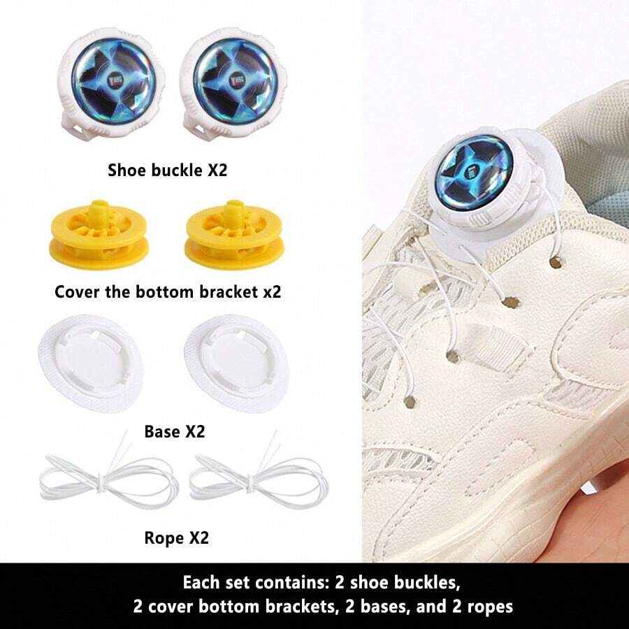 1 Pair Of Slouchy Automatic Rotating Buckle Shoelaces, Unisex Sports ...