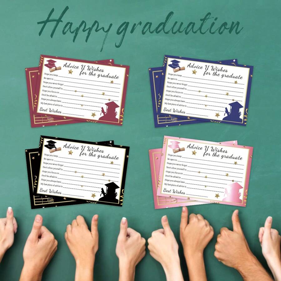 10 Sheets Black Graduation Party Advice Cards Congrats Grad Wish Card ...