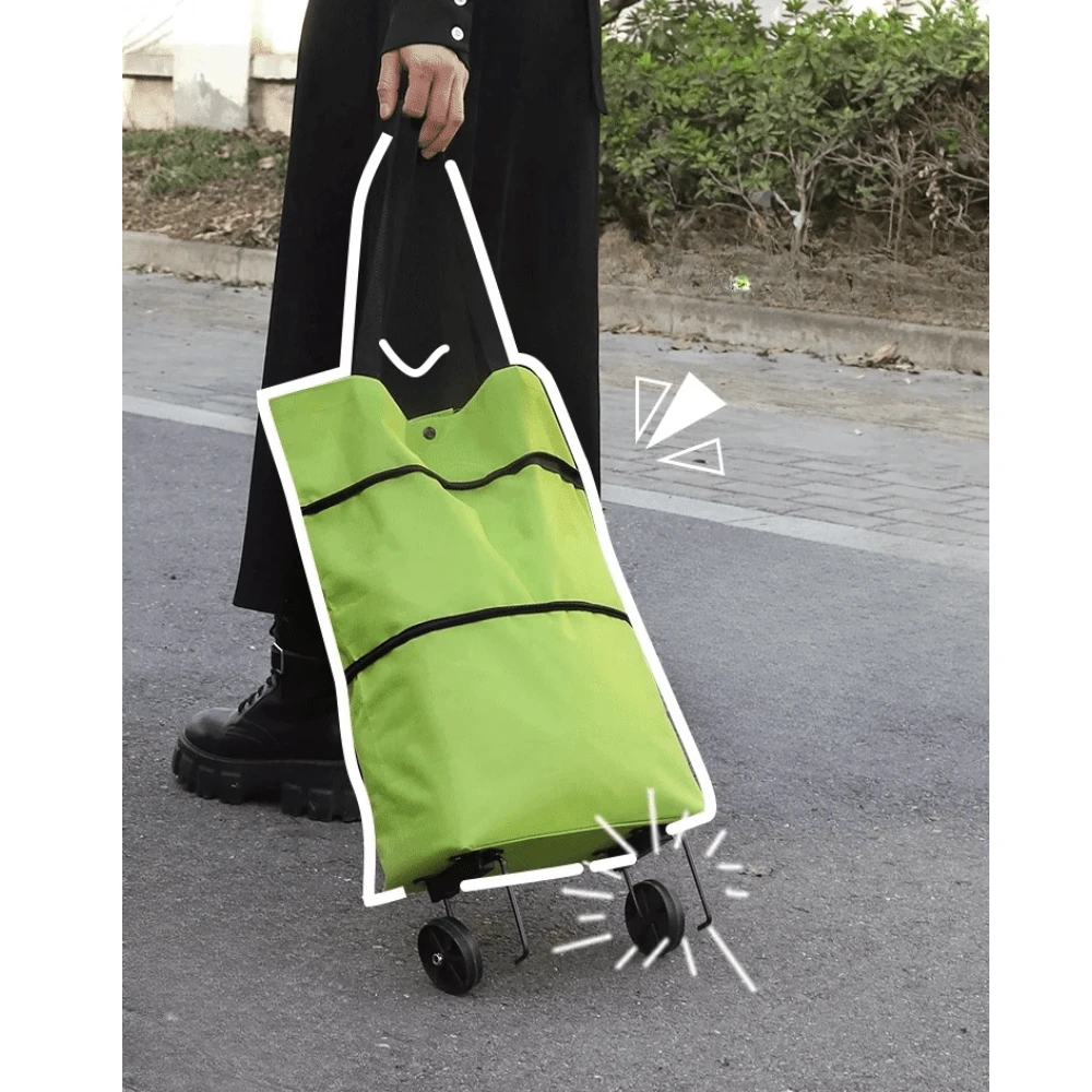 -Friendly Foldable Shopping Bag Grocery Cart With Wheels Portable ...