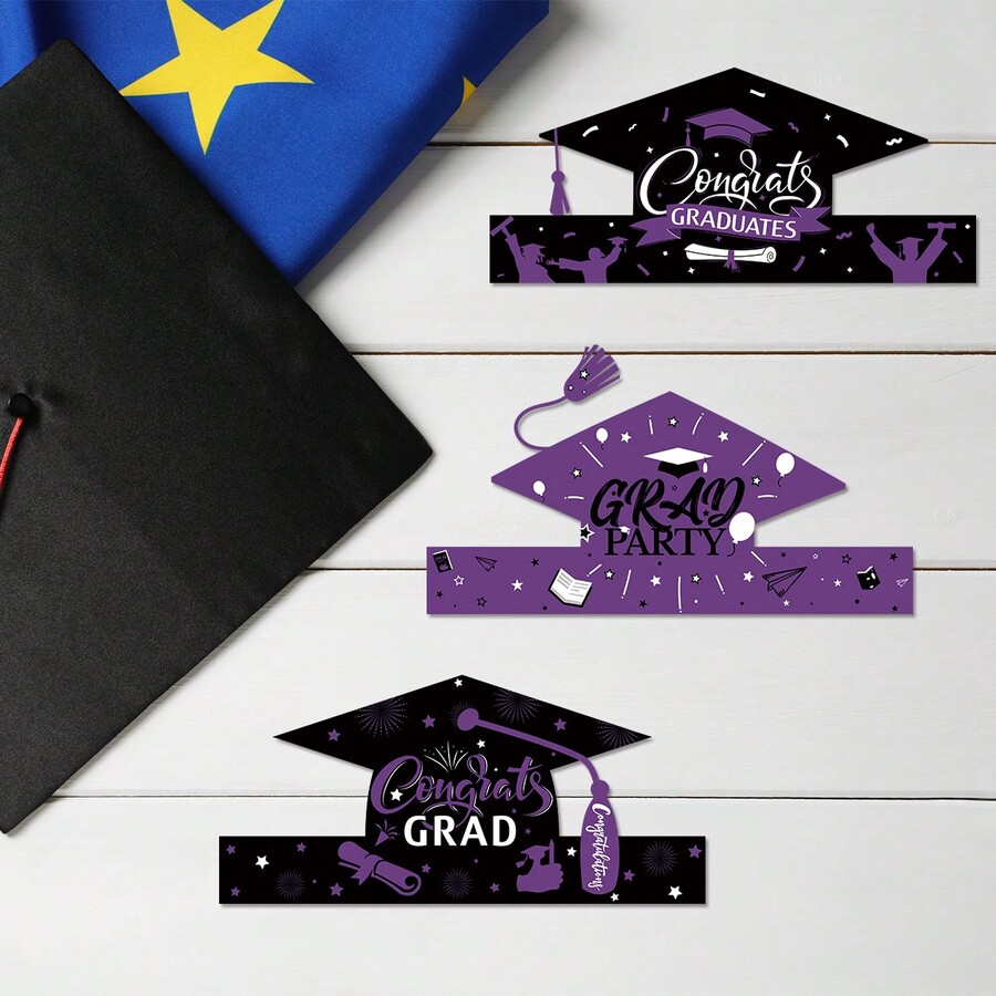 6PCS Graduation Paper Caps, Congrats Grad Paper Caps For Graduation ...