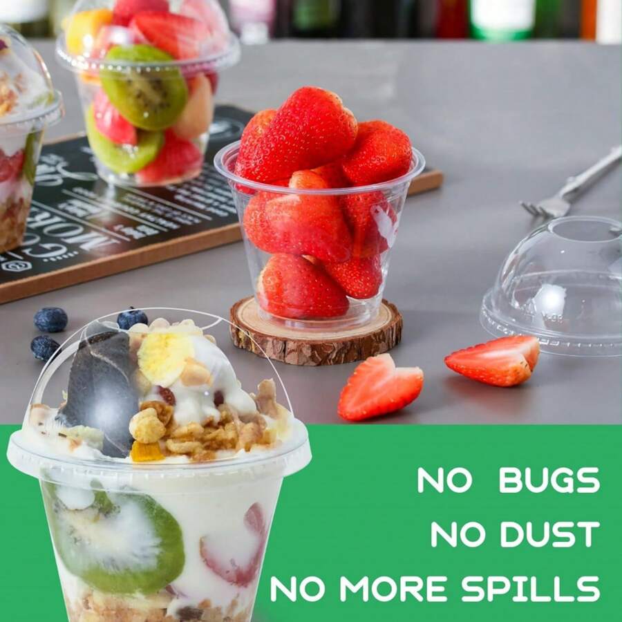 Clear Plastic Cups With Domes Dessert Cups With Lids, Crystal PET ...