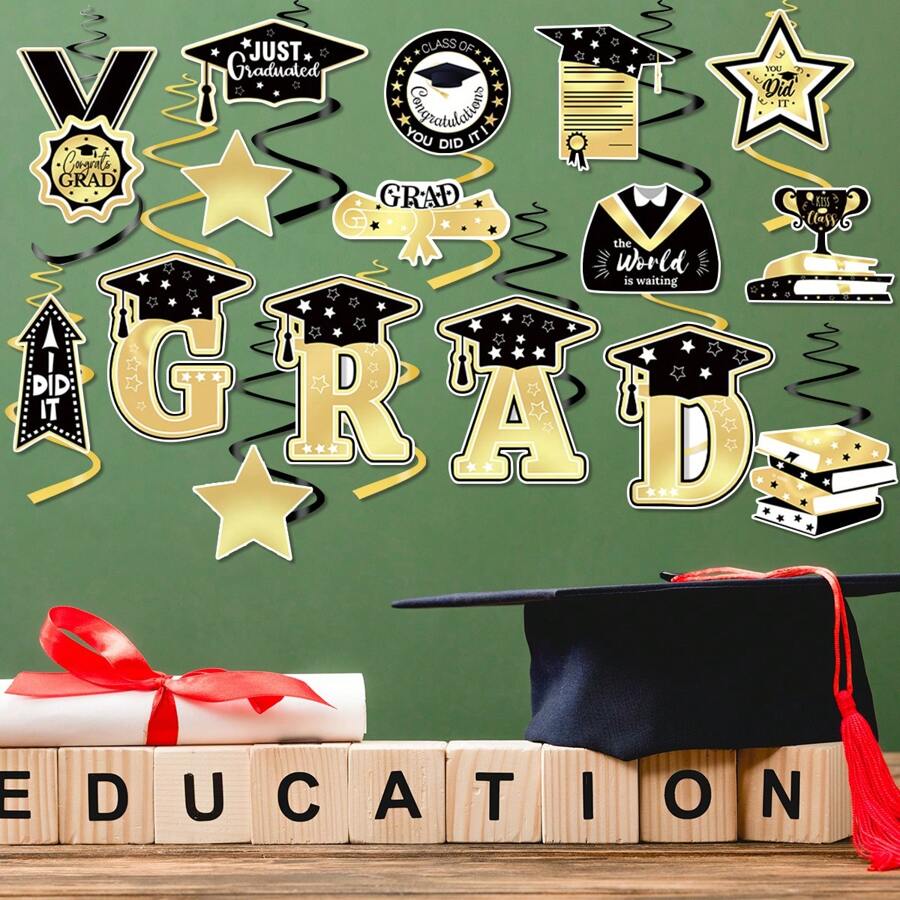 16PCS Graduation Hanging Decorations Swirls, 2024 Graduation Party ...