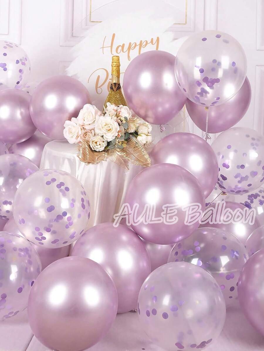 32pcs AULE Party Balloons 30-Pack - Metallic Light Purple Balloons And ...