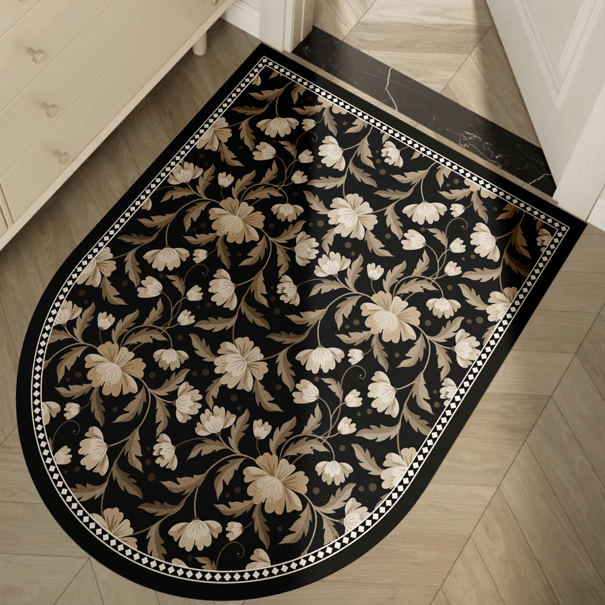 One Floral Dark-Colored Door Mat American Style Vintage Diatom Mud ...