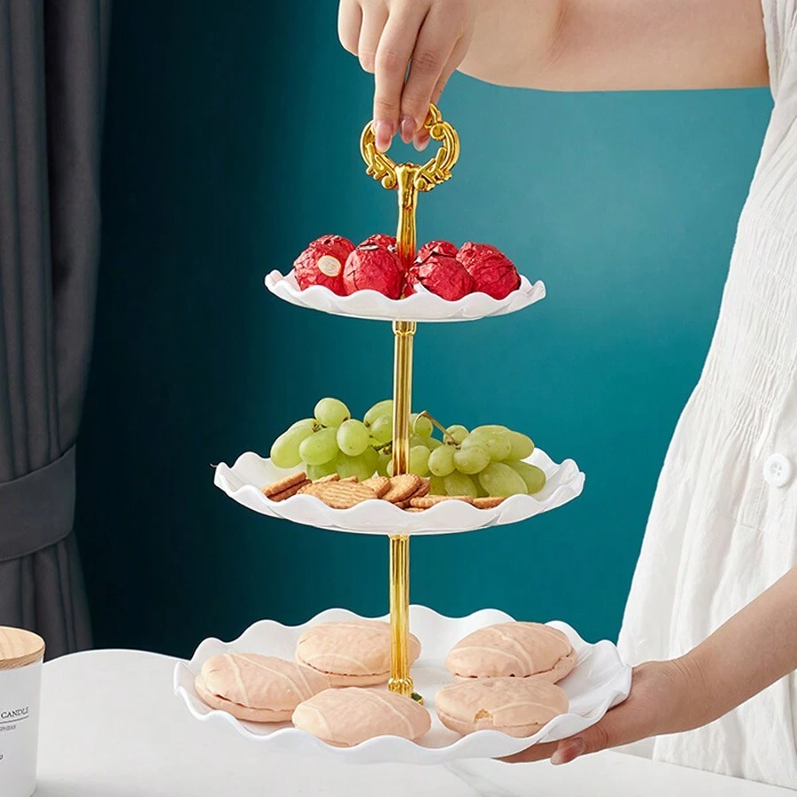 Elegant Multi-Layered Dessert Tray With Stylish Wave Edge - Ideal For ...