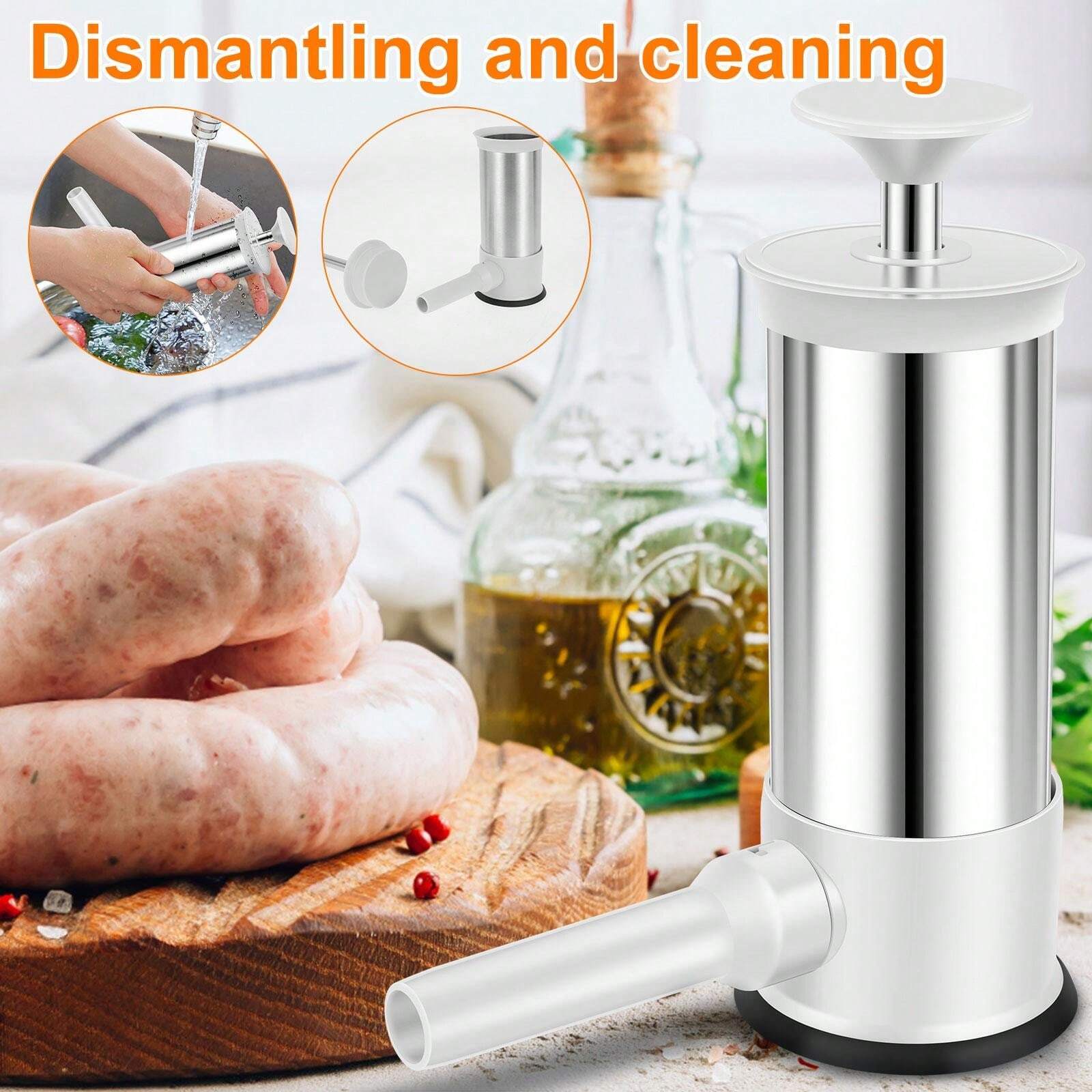 Manual Sausage Stuffer 2.2 LBS Stainless Steel Vertical Sausage Maker ...