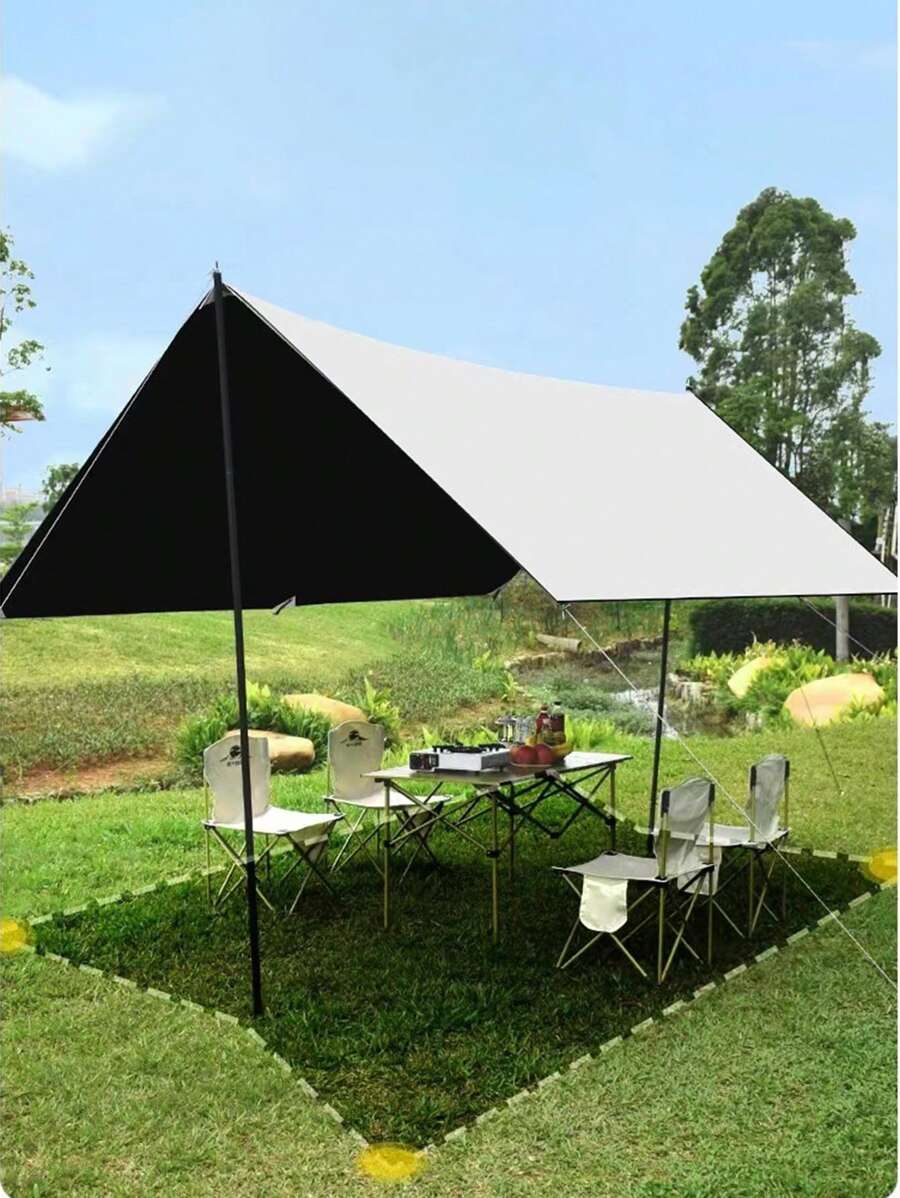 A Set Outdoor Camping Sunshade Canopy, Black Rubber Canopy, Thickened ...