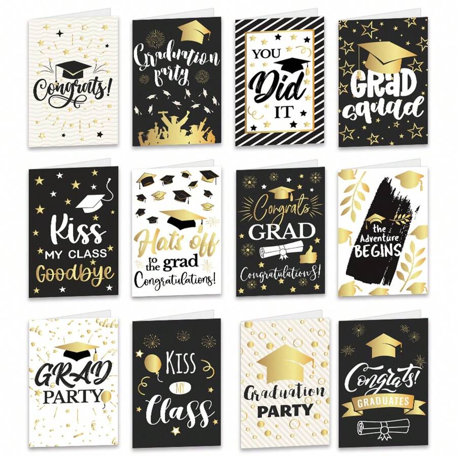 12PCS Graduation Greeting Cards, Graduation Cards With Envelopes And ...
