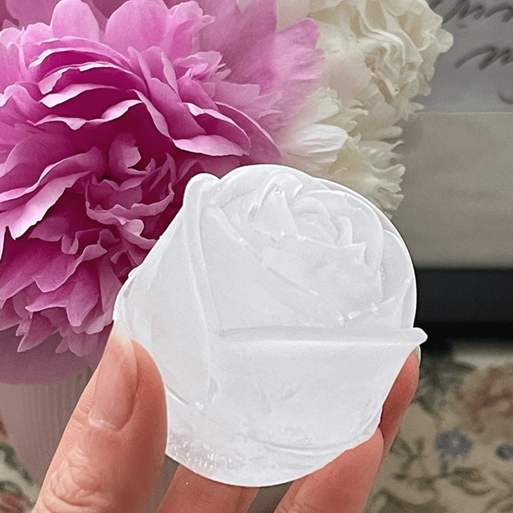 1pc Rose Shaped 12-Cavity Rubber Ice Cube Tray, Household Whiskey Ice ...