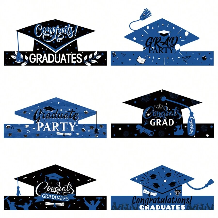 6PCS Graduation Paper Caps, Congrats Grad Paper Caps For Graduation ...