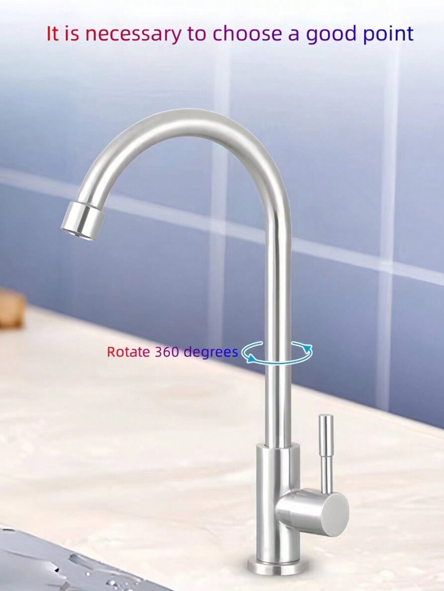 Kitchen Sink Single Cold Water Faucet Vegetable Basin Rotatable 360 ...