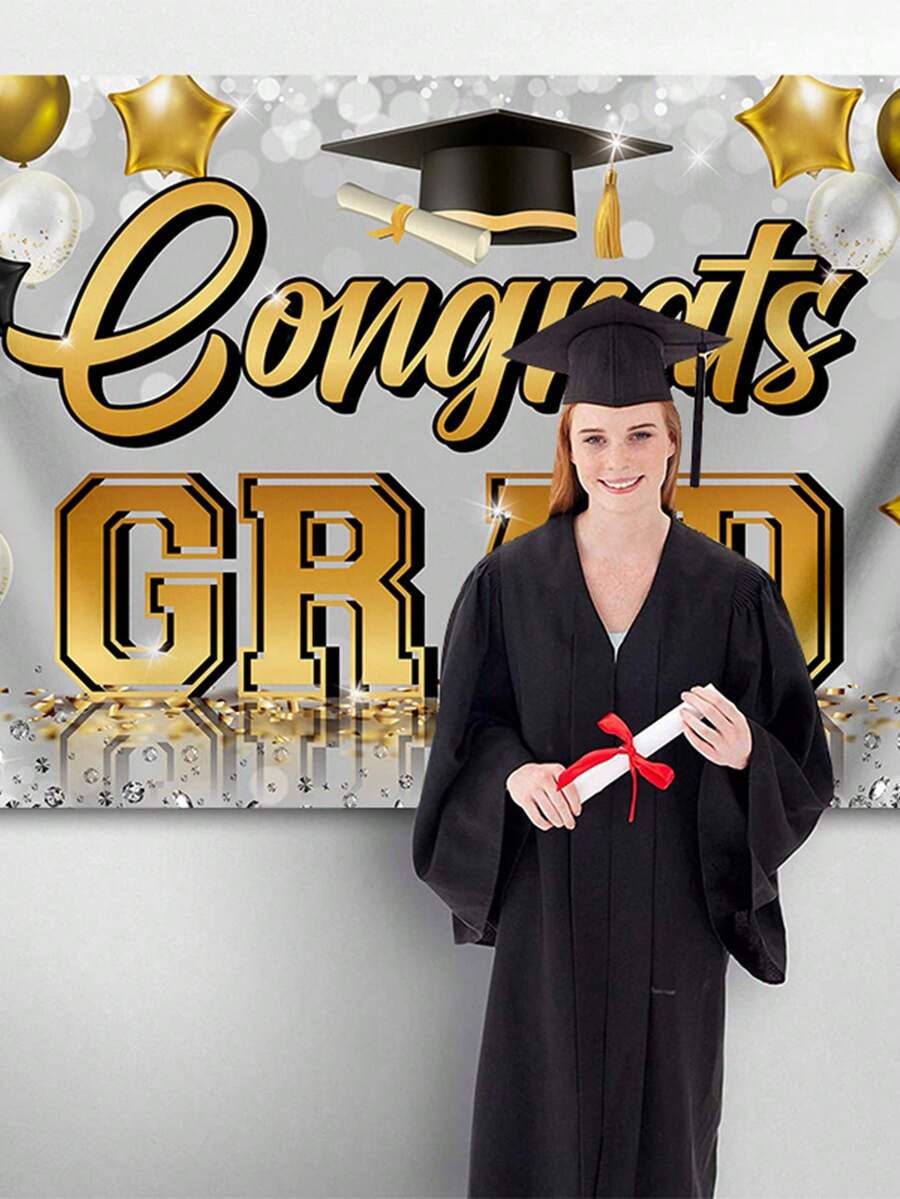 Graduation Party Decoration Backdrop Cloth In Pink And Gold Style For ...