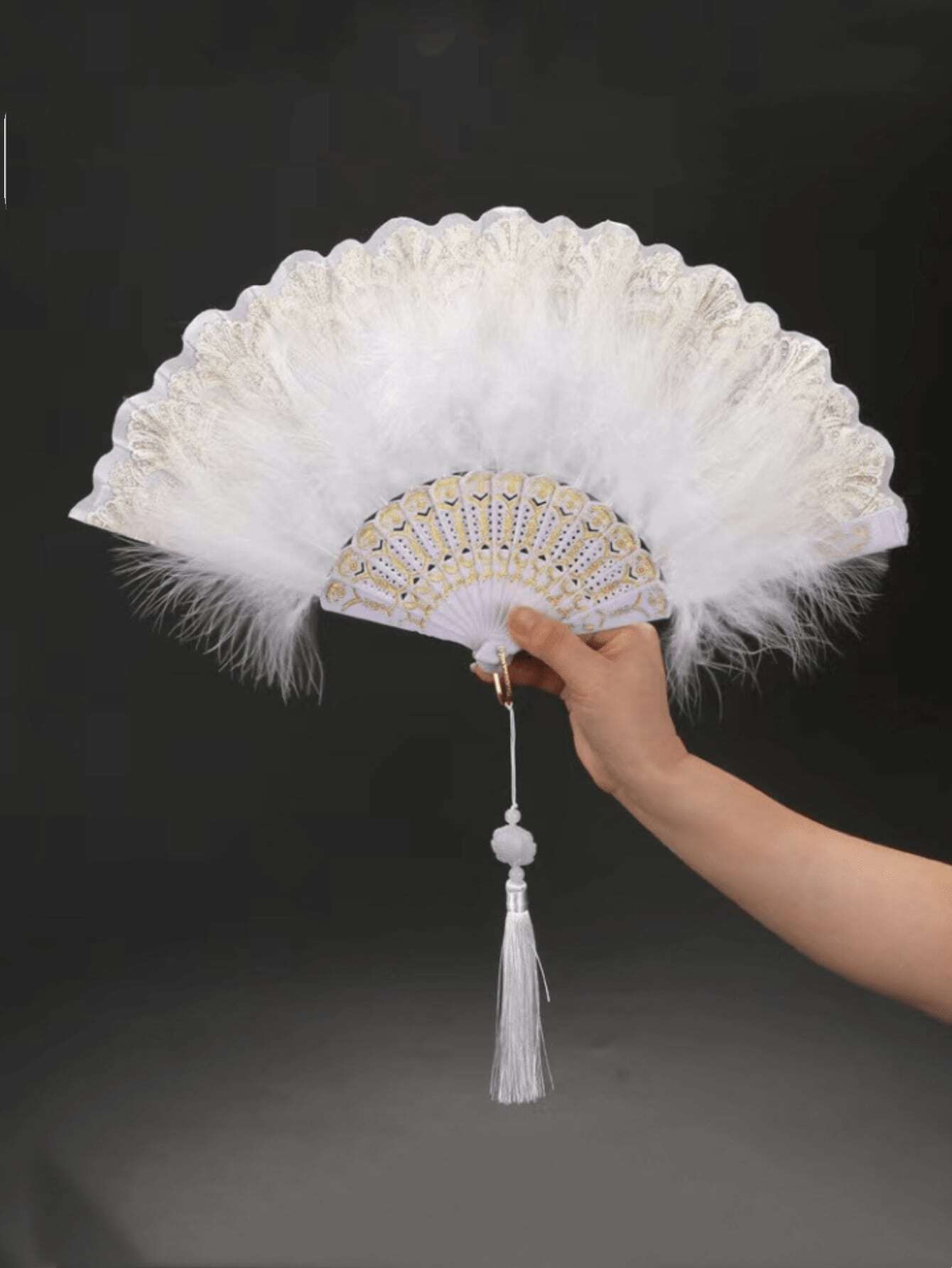 1pc White / Purple / Pink Feather Fan - Dancing Fan, Lace Fluffy ...