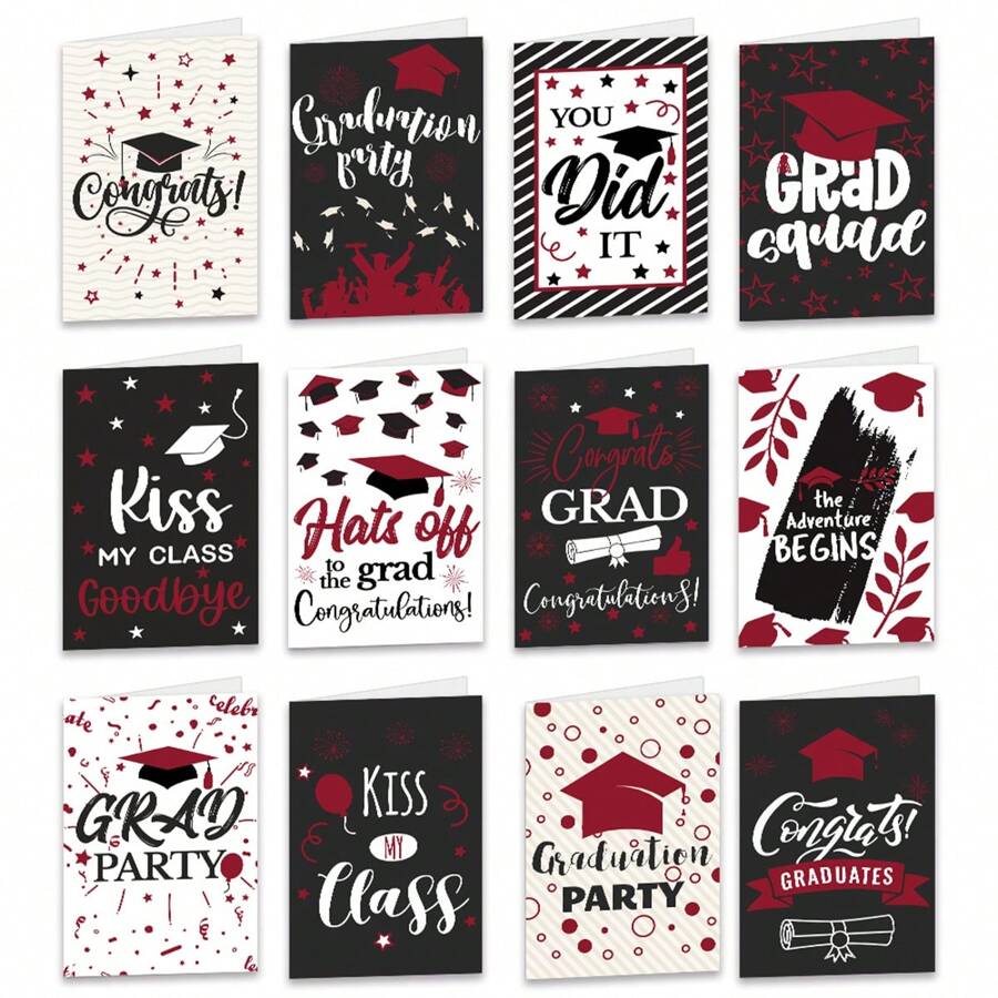 12PCS Graduation Greeting Cards, Graduation Cards With Envelopes And ...