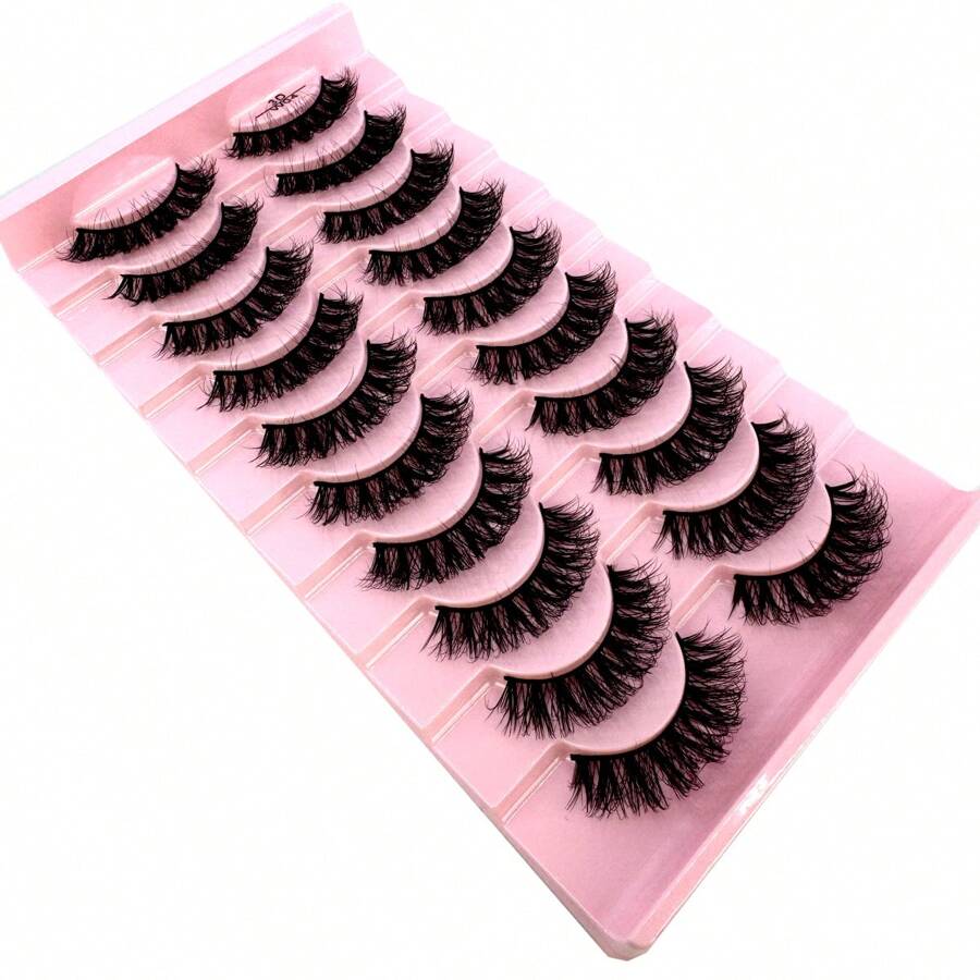 10 Pairs 3D Mink Eyelashes Natural Dramatic False Eyelashes Cat Eye ...