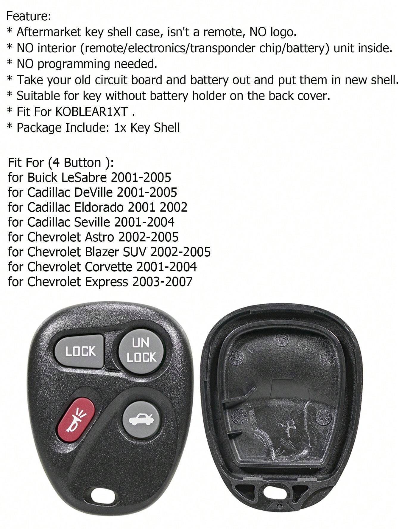 4 Buttons Remote Car Key Fob Shell Case Replacement Fit FCCID ...