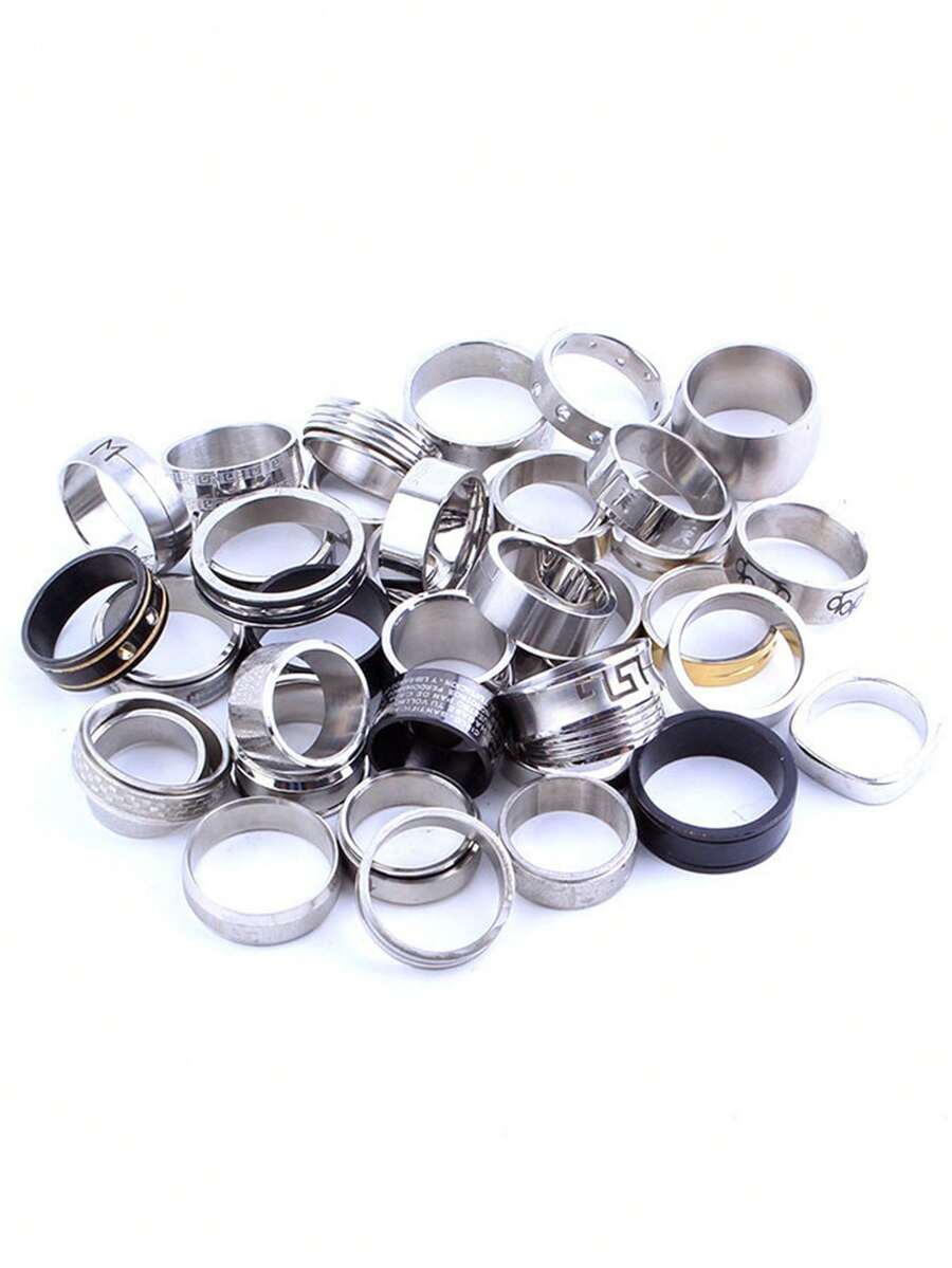 Surprise Box Of 20Pcs Random Style And Size Stainless Steel Men\ Ring ...