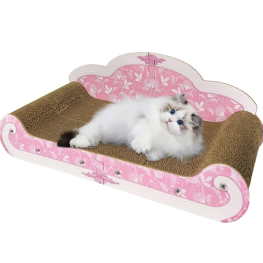 Luxury Cardboard Cat Scratcher Sofa Bed, Couch Shaped Cat Scratching ...