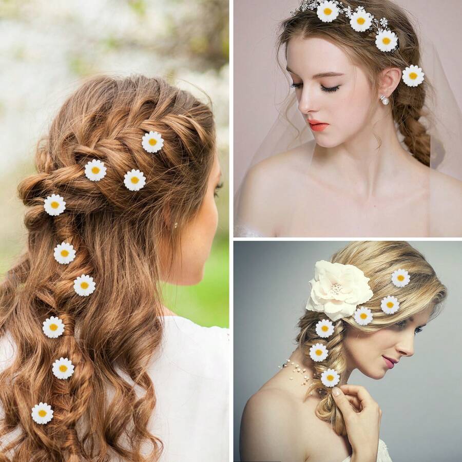 16 Pieces Daisy Hair Clips Small Flower Hairpin Mini Daisy Sunflower ...