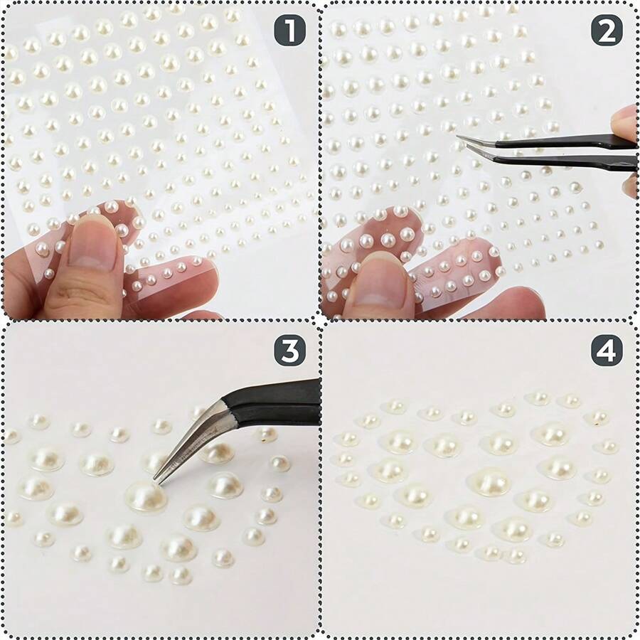 1650 Pieces Pearl Stickers Self-Adhesive, 4 Sizes Of Sticker For Makeup ...