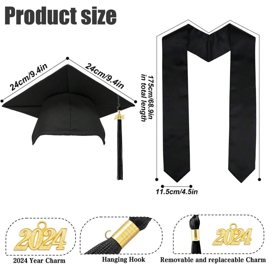 Graduation Hat With Sash For Adults, Graduation Cap With 2024 Year ...