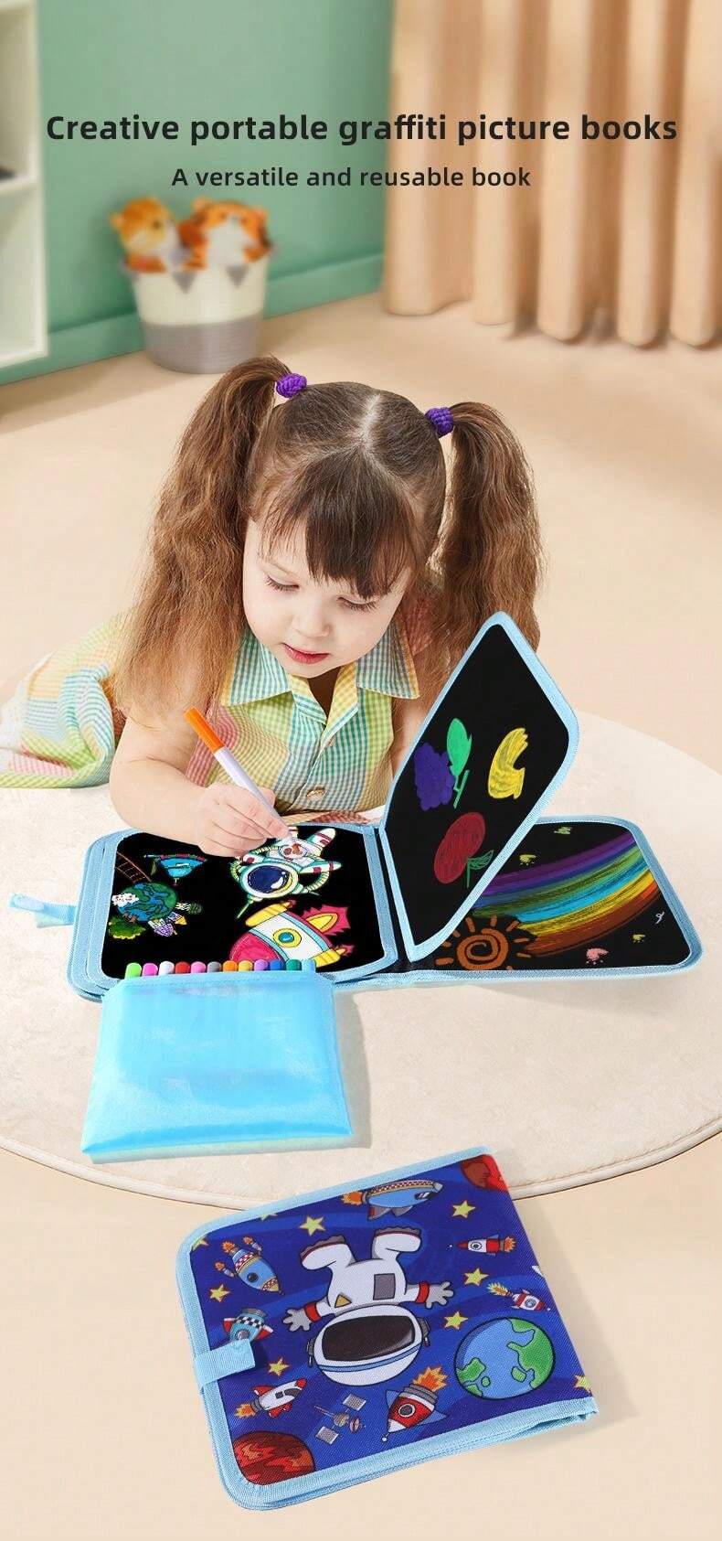 1pc Reusable Fun Doodle Drawing Book, Portable Kids Writing Board ...
