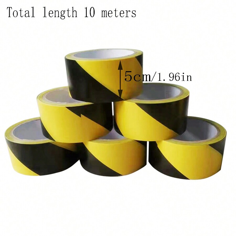10m Black And Yellow Warning Tape, With Zebra-Like Markings, Colored ...