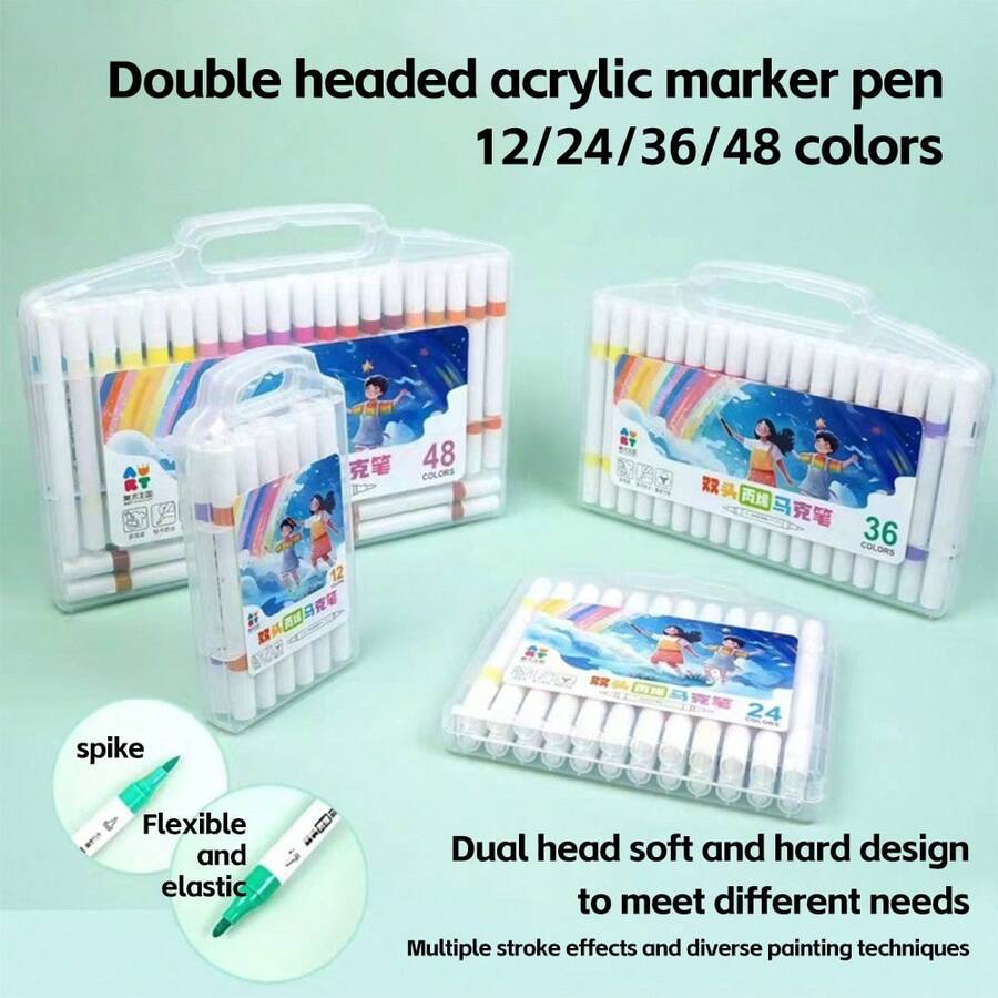 Dual Head Acrylic Marker Pen Triangle Tip Painting Pen Water-Resistant ...