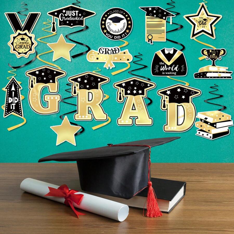 16PCS Graduation Hanging Decorations Swirls, 2024 Graduation Party ...