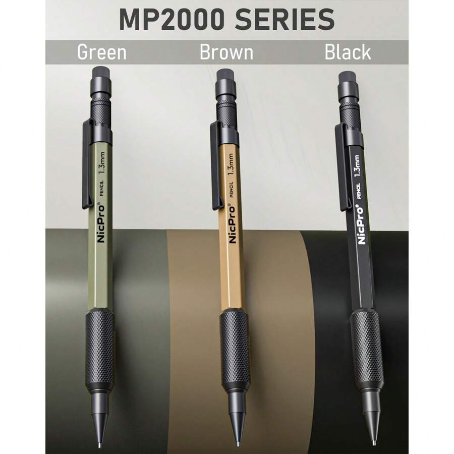 Nicpro 3 PCS 1.3 Mm Mechanical Pencils Set With 36 Lead Refill, 3 ...