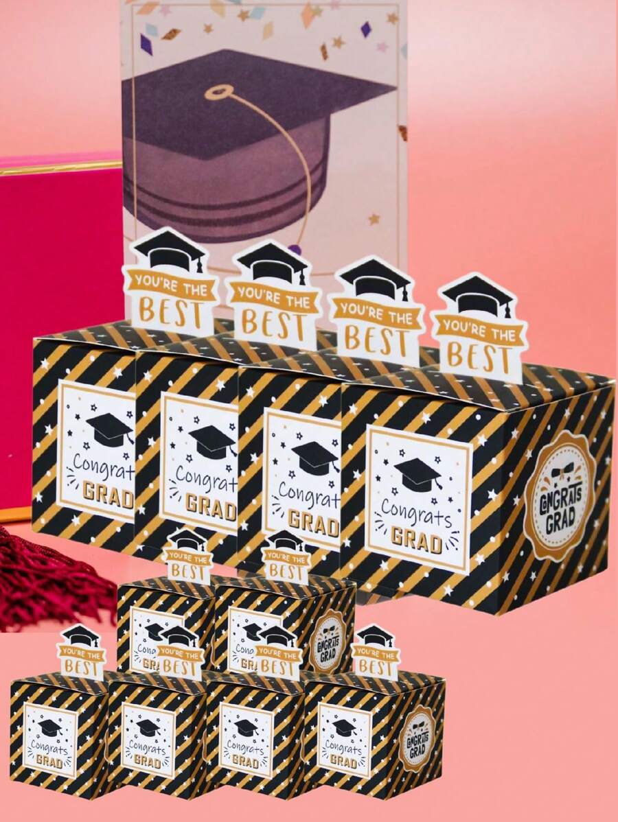 10pcs Graduation Cap Candy Boxes Graduation Party Favors Graduation ...
